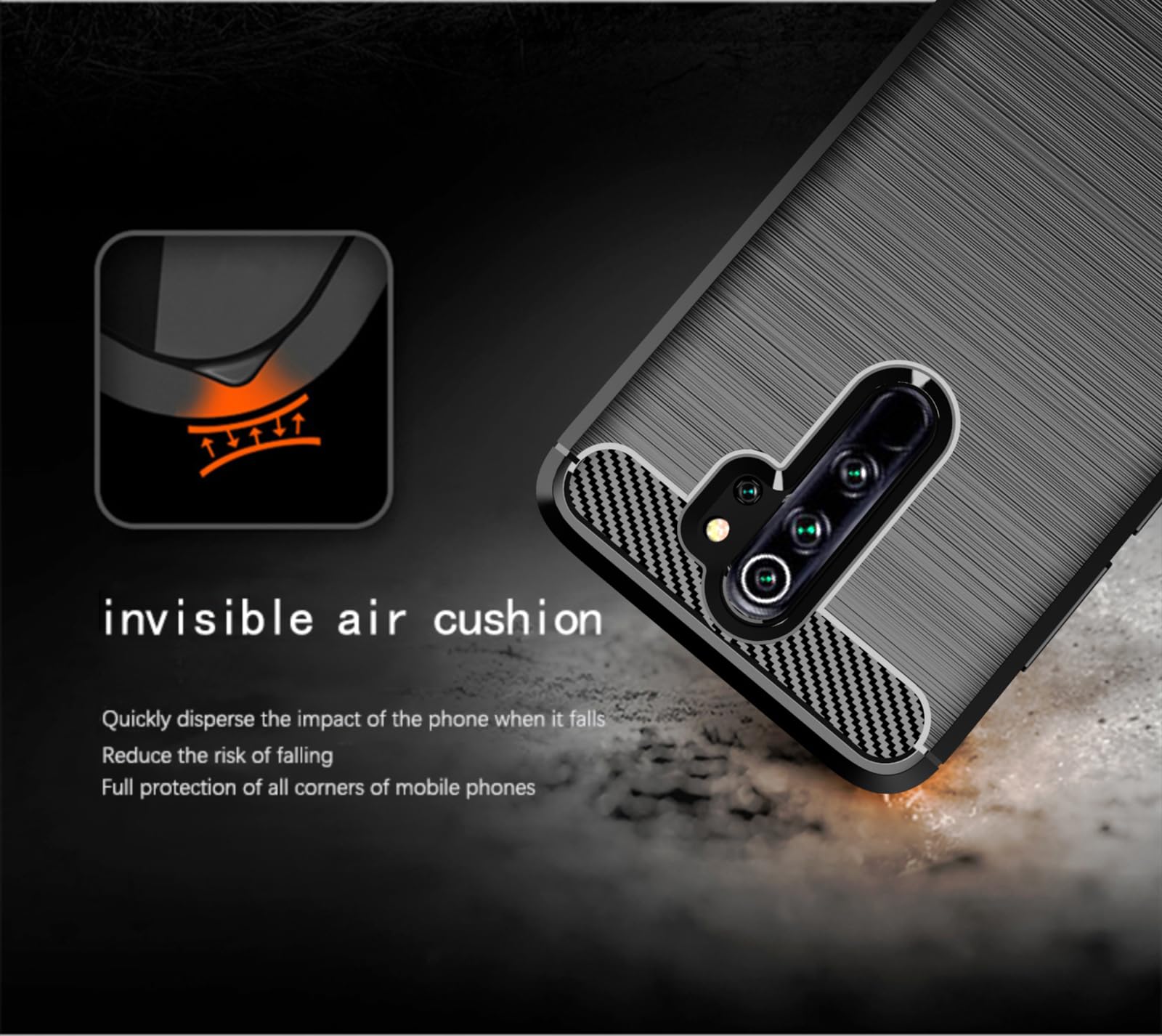 EUAGVQY for Xiaomi Redmi Note 8 Pro Case Carbon Fiber Soft TPU Anti-Slip Durable Lightweight Protective Phone Cover for Redmi Note 8 Pro,Black