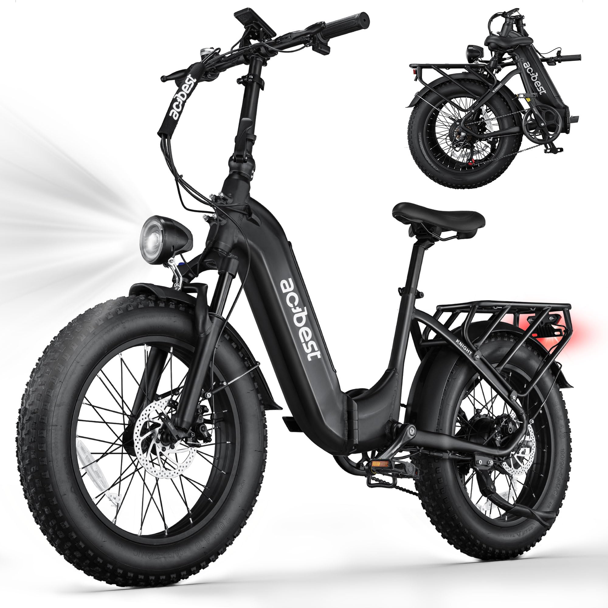 ACTBEST Electric Bike for Adults, 20" X4 Fat Tire Ebikes with Peak 1000W Brushless Motor, 648Wh Removable Battery, Step-Thru E Bicycle Bike up to 28MPH, 7-Speed, Knight