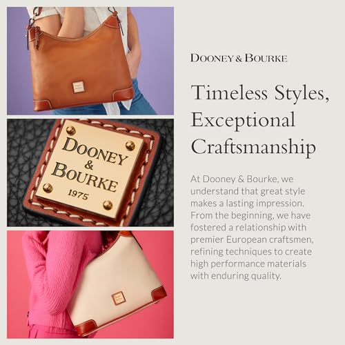 Dooney & Bourke Designer Handbags for Women, Pebble Grain Leather Small Satchel Bag with Crossbody Strap - Brown