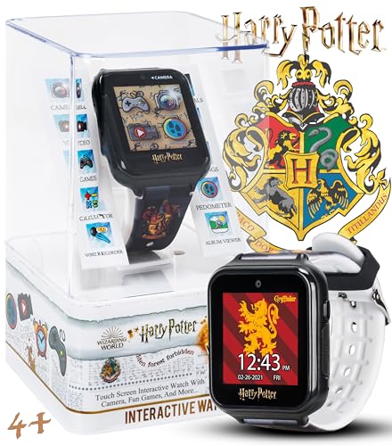 Accutime Harry Potter Educational Learning Touchscreen Kids Smartwatch - Black Strap, Toy - Girls, Boys, Toddlers - Selfie Cam, Games, Alarm, Calculator, Pedometer (Model: HP4107AZ)