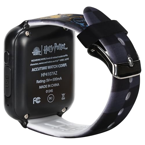 Accutime Harry Potter Educational Learning Touchscreen Kids Smartwatch - Black Strap, Toy - Girls, Boys, Toddlers - Selfie Cam, Games, Alarm, Calculator, Pedometer (Model: HP4107AZ)