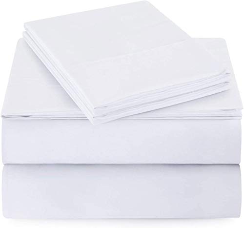 Luxury Egyptian Cotton 500 Thread Count 4 Pieces Bed Sheet Set - Premium Sateen Weave - Silky Smooth - Fits Upto 10-12 Inches Deep Pocket - Hotel Collection - Full Size (White)