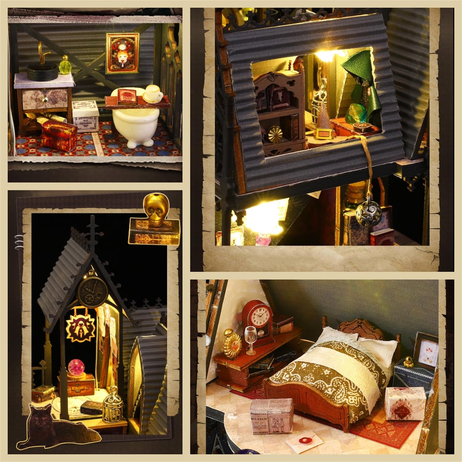 Flever Dollhouse Miniature DIY House Kit Creative Room with Furniture for Romantic Artwork Gift (Luna Magic House)