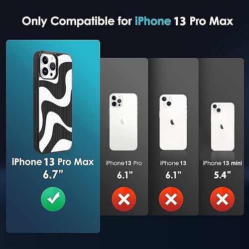 Wlxee Compatible iPhone 13 Pro Max 6.7”Wave Pattern Mobile Case,Shockproof and Slim TPU Material Non Slip Mobile Case Cute Zebra Pattern is Specially Designed for Ladies Girls-Black White