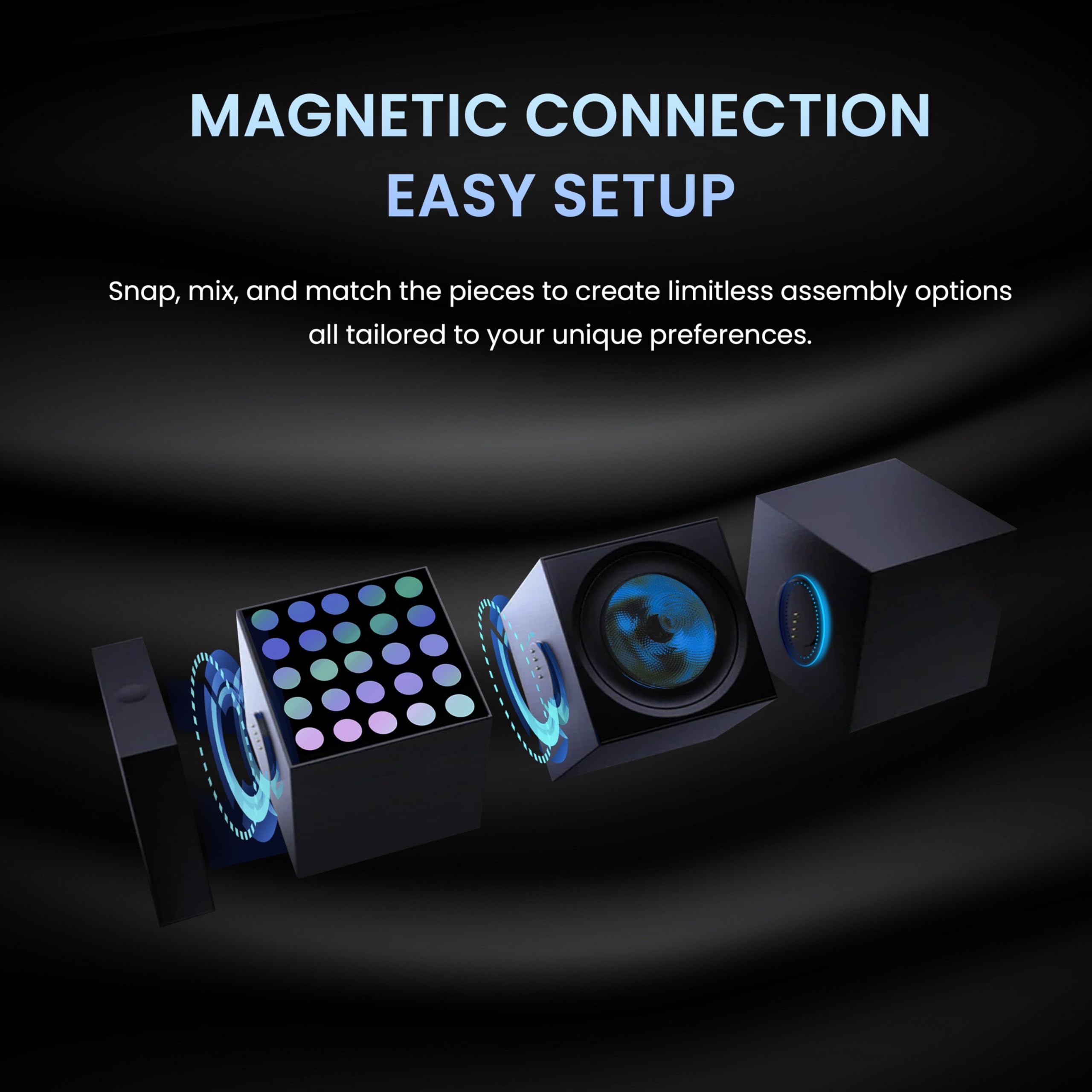 YEELIGHT Cube Smart Table Ambient Lamp, Panel Light, 16 Million Colors Option, RGBIC Individual Addressable, Dynamic Lighting, Music Flow, WiFi Connected, APP Control, Cube*1, Adapter*1