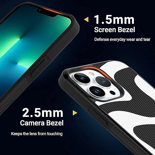 Wlxee Compatible iPhone 13 Pro Max 6.7”Wave Pattern Mobile Case,Shockproof and Slim TPU Material Non Slip Mobile Case Cute Zebra Pattern is Specially Designed for Ladies Girls-Black White