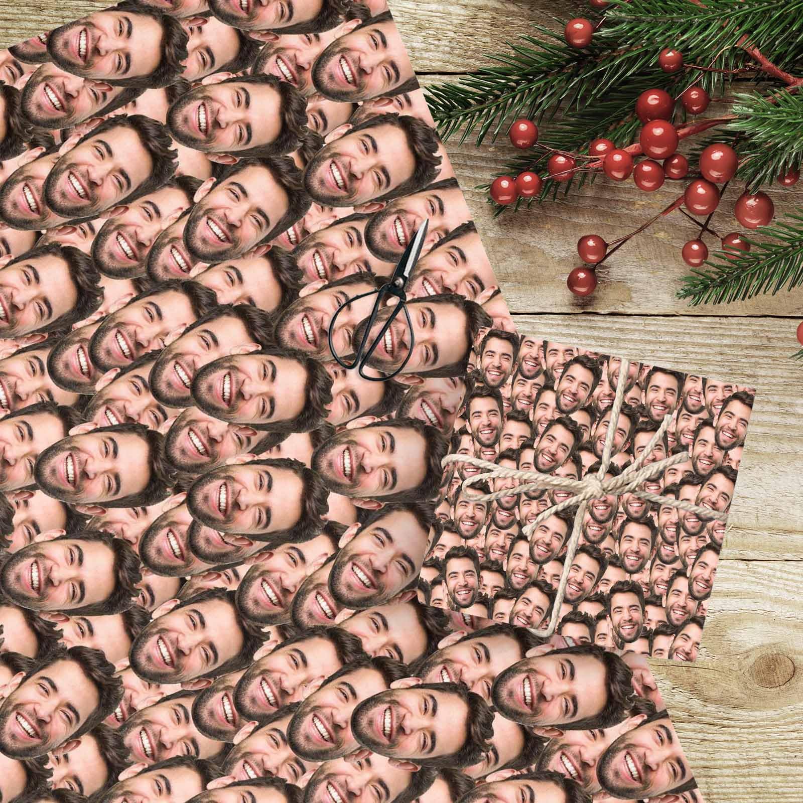 Jaydouble Custom Gift Wrapping Paper Personalized Wrapping Paper with Face Gift Wrap Paper Roll Funny Cute Wrapping Paper for Teens Kids Women Men Mom Dad Wedding