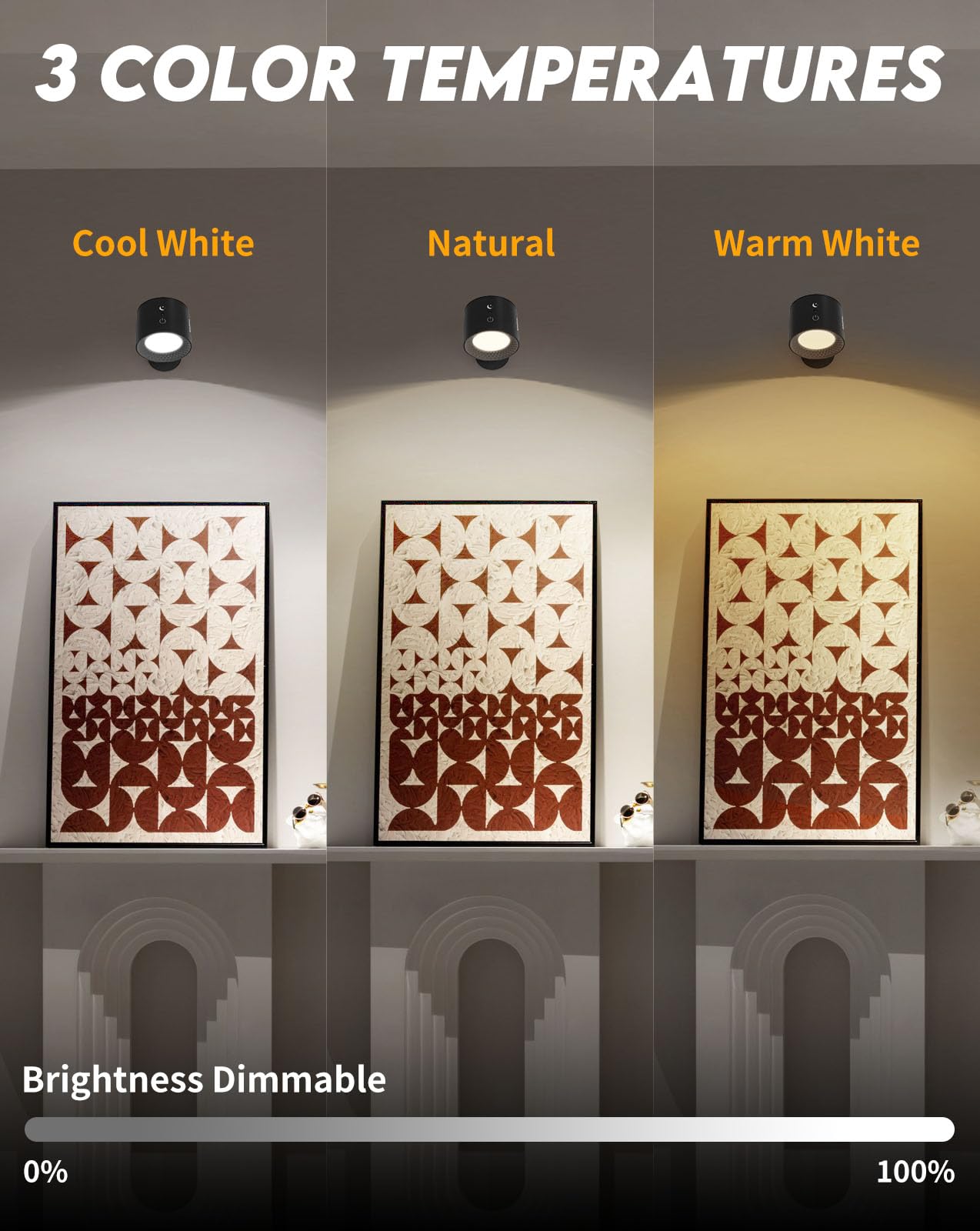 KINGTOP Battery Operated Wall Sconce, Wireless Magnetic Wall Lights with Remote, 9 Colors RGB Rechargeable Ambient Sconce, 3 Color Temp, Dimming & Removable, Wall Mounted Lamp for Bedroom