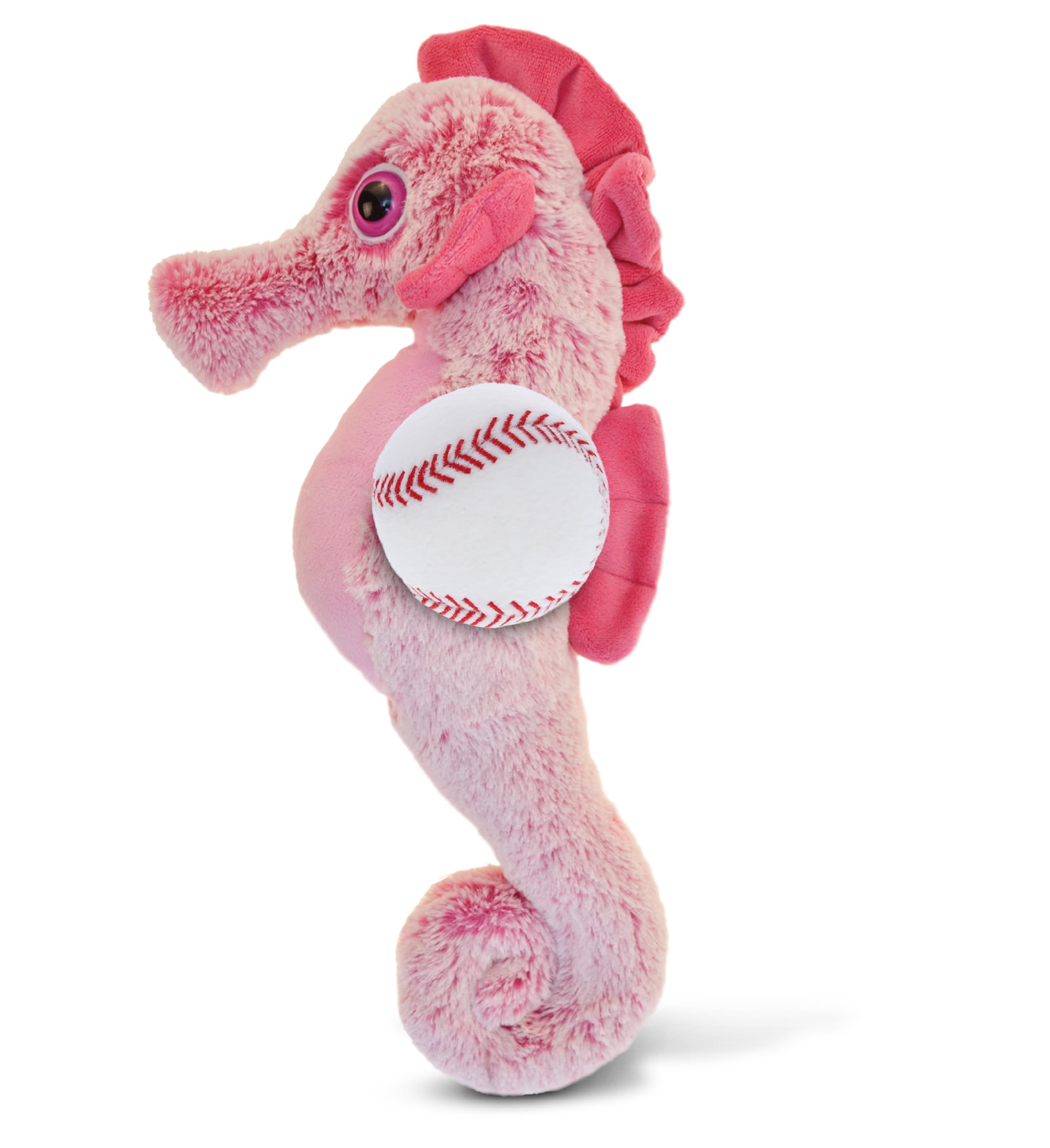 DolliBu Seahorse Stuffed Animal with Baseball Plush - Soft Huggable Seahorse, Adorable Playtime Plush Toy, Super Soft Plush Doll Animal Toy for Kids and Adults - 15 Inch