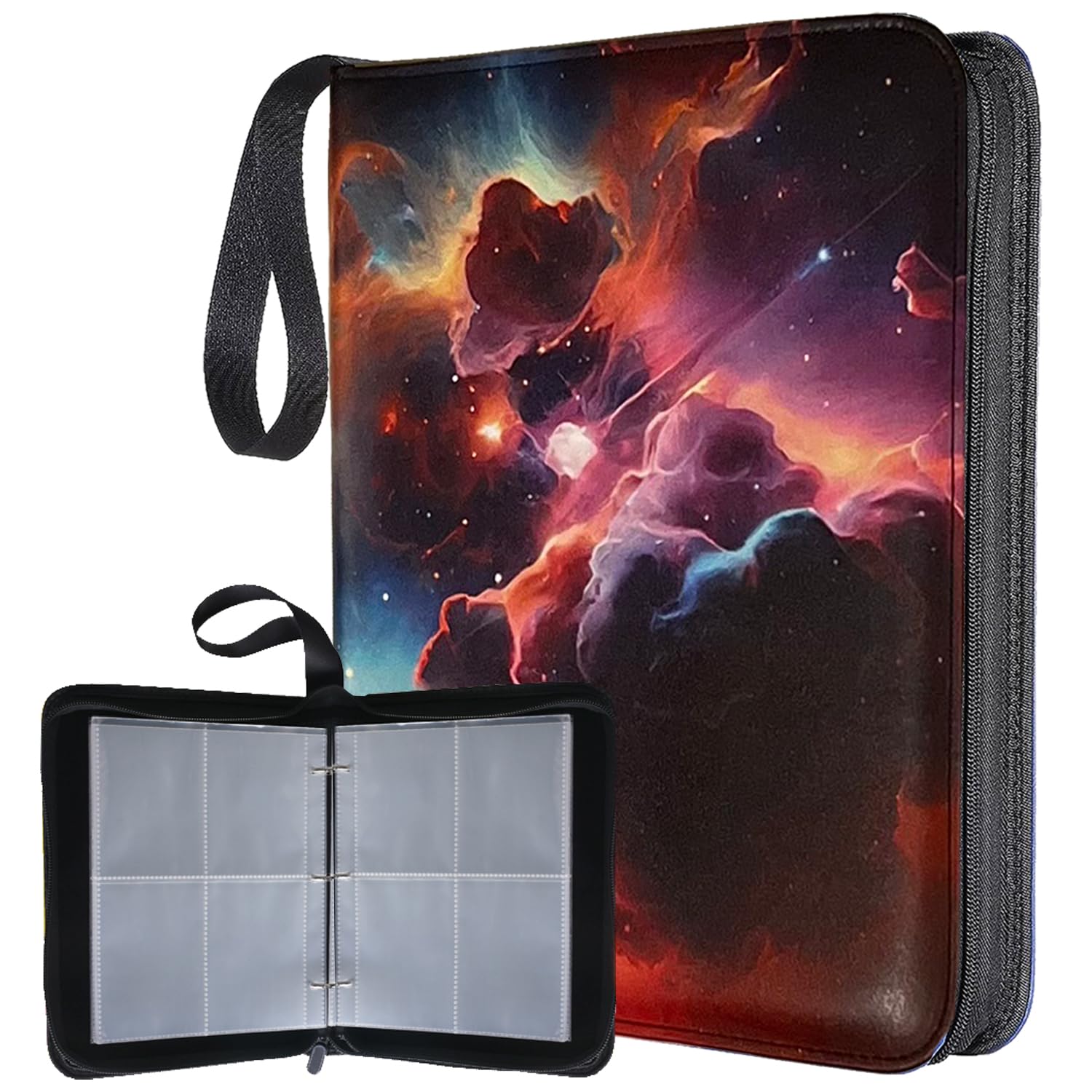 LORDL 400 Pocket Card Binder, Trading Card Binder with Fantasy Space Design, Black, 9.5 x 7 x 2 inches, Collectible Trading Card Album