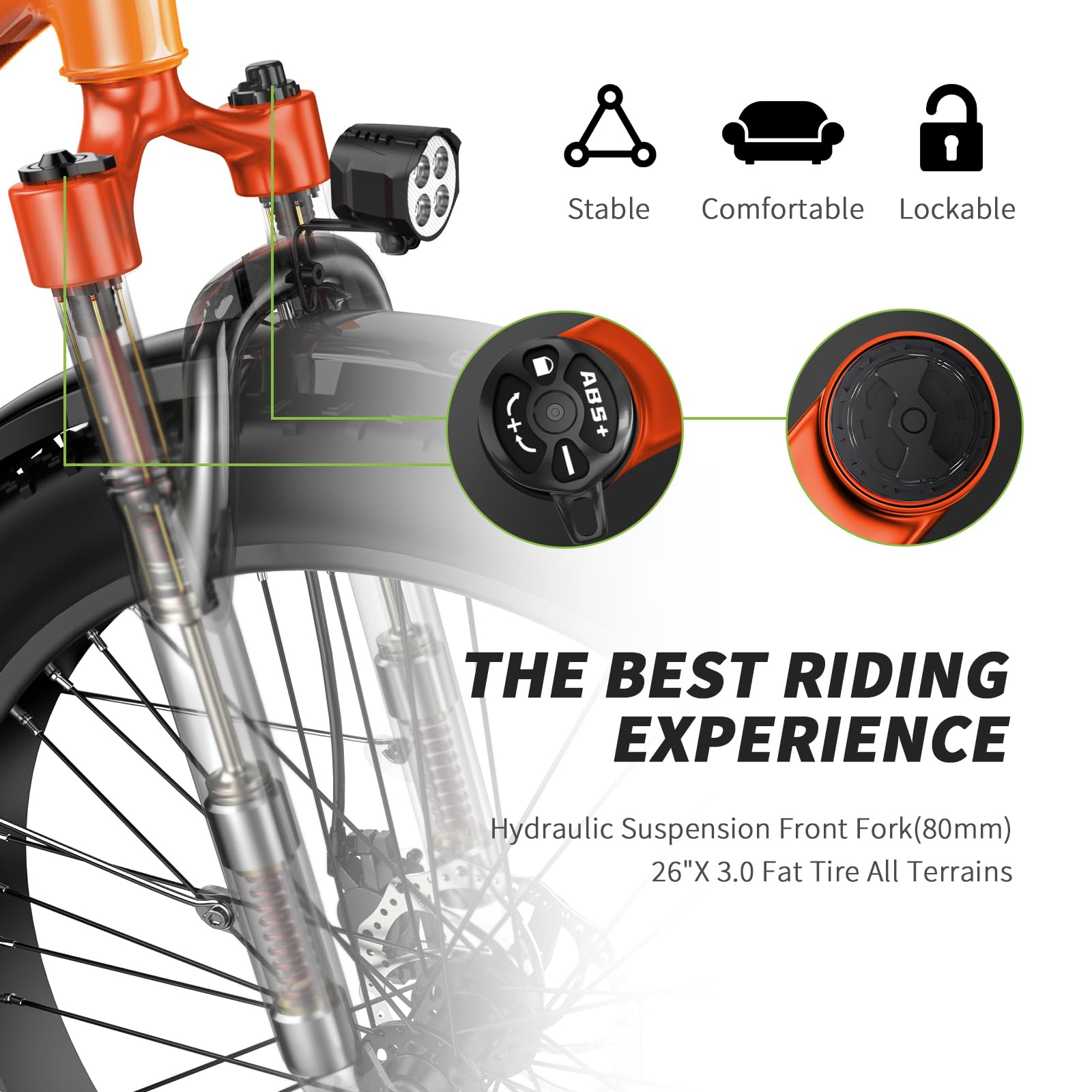 Asomtom 350W Electric City Commuter Bike with 26" x 3.0" Fat Tires, Removable Battery, up to 40 Miles Range, 20+ MPH Speed, UL Certified