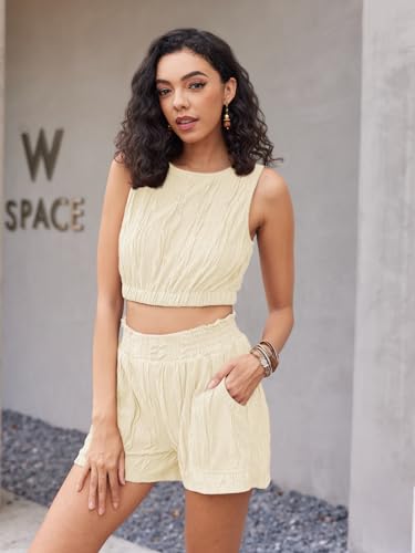 Feager Women Two Piece Outfits Lounge Sets Shorts Crop Tank Tops 2024 dressy Clothes Summer going out
