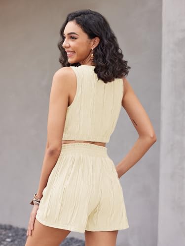 Feager Women Two Piece Outfits Lounge Sets Shorts Crop Tank Tops 2024 dressy Clothes Summer going out