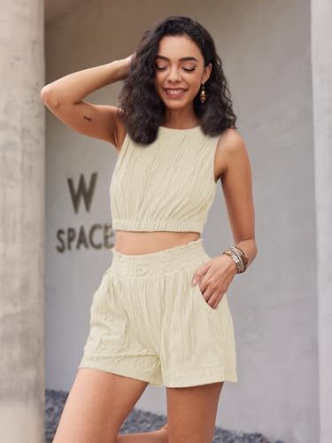 Feager Women Two Piece Outfits Lounge Sets Shorts Crop Tank Tops 2024 dressy Clothes Summer going out