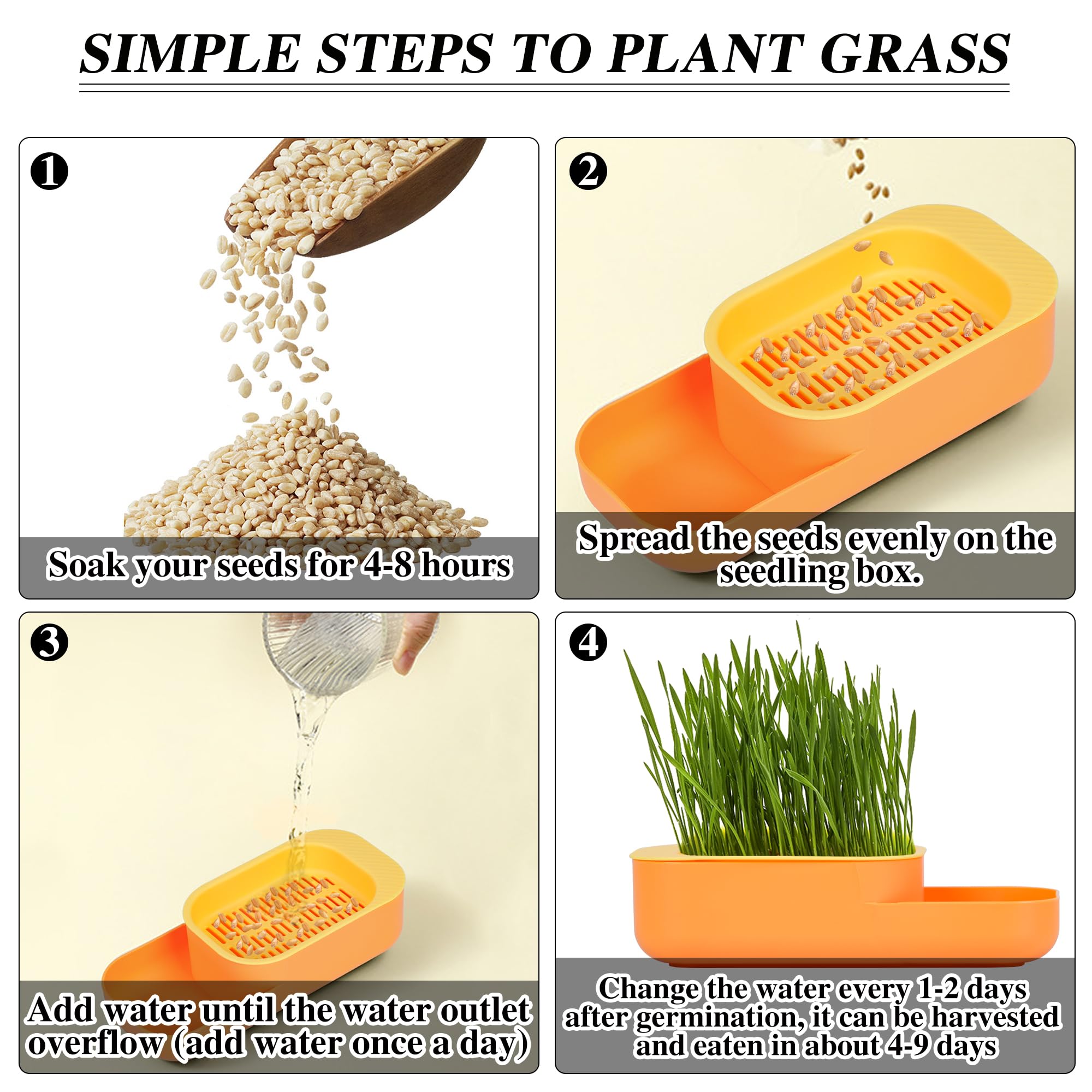 Sozize 2Pcs Hydroponic Cat Grass Planter Wheat Cat Grass Kit Soil Free Seed Sprouting Tray for Cat Grass Indoor Cats (no Seeds Included)