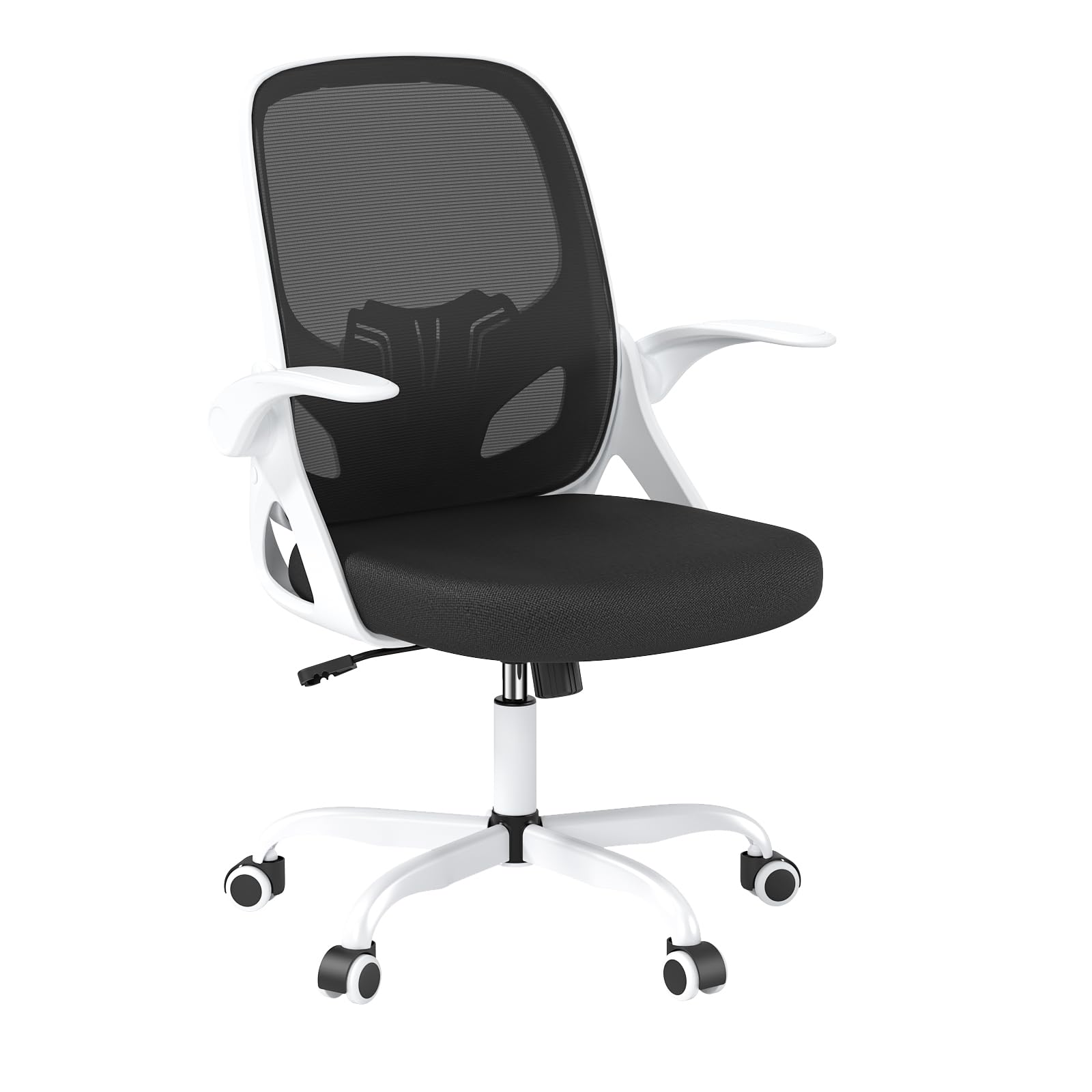 Kensaker Home Desk Chair with Back Supportive Lumbar Support, Breathable Double Mesh Cushion Home Desk Office Chair with Flip up Arms, Modern Ergonomic Home Desk Office Chair for Home and Work(White)
