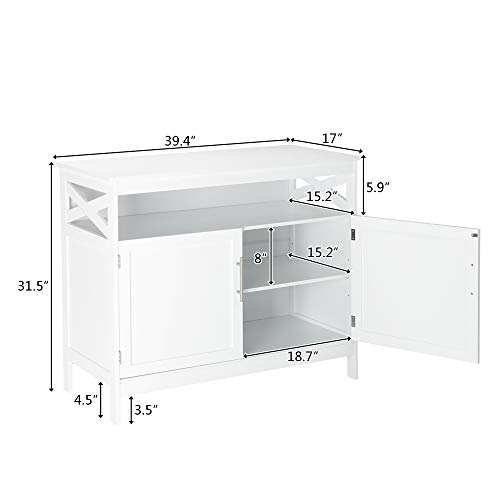 Ynredee Storage Cabinet with Double Doors,Bathroom Floor Storage Cabinet,Accent Cabinet,Wooden Buffet Sideboards,Freestanding Cupboard Cabinet Storage Organizer for Kitchen,Living Room,Bathroom (A)
