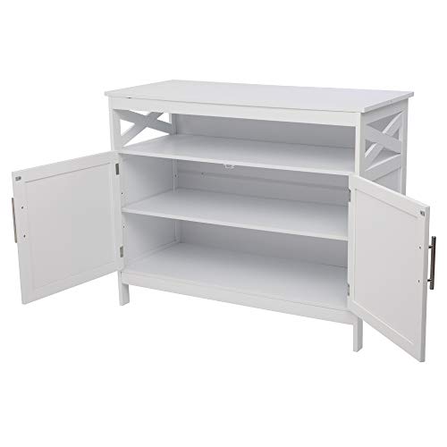 Ynredee Storage Cabinet with Double Doors,Bathroom Floor Storage Cabinet,Accent Cabinet,Wooden Buffet Sideboards,Freestanding Cupboard Cabinet Storage Organizer for Kitchen,Living Room,Bathroom (A)