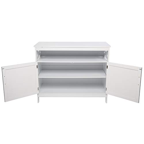 Ynredee Storage Cabinet with Double Doors,Bathroom Floor Storage Cabinet,Accent Cabinet,Wooden Buffet Sideboards,Freestanding Cupboard Cabinet Storage Organizer for Kitchen,Living Room,Bathroom (A)