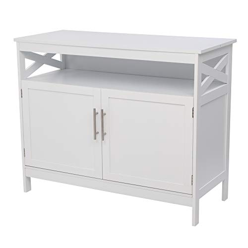 Ynredee Storage Cabinet with Double Doors,Bathroom Floor Storage Cabinet,Accent Cabinet,Wooden Buffet Sideboards,Freestanding Cupboard Cabinet Storage Organizer for Kitchen,Living Room,Bathroom (A)