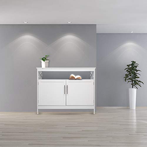 Ynredee Storage Cabinet with Double Doors,Bathroom Floor Storage Cabinet,Accent Cabinet,Wooden Buffet Sideboards,Freestanding Cupboard Cabinet Storage Organizer for Kitchen,Living Room,Bathroom (A)