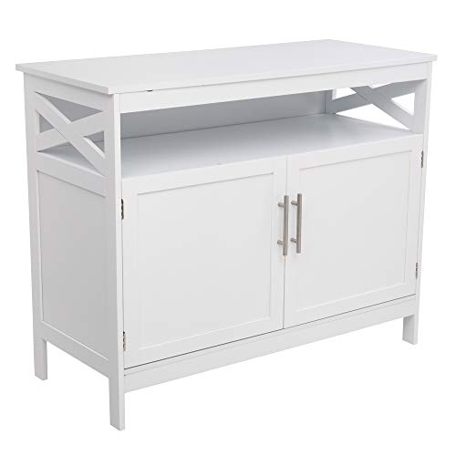 Ynredee Storage Cabinet with Double Doors,Bathroom Floor Storage Cabinet,Accent Cabinet,Wooden Buffet Sideboards,Freestanding Cupboard Cabinet Storage Organizer for Kitchen,Living Room,Bathroom (A)