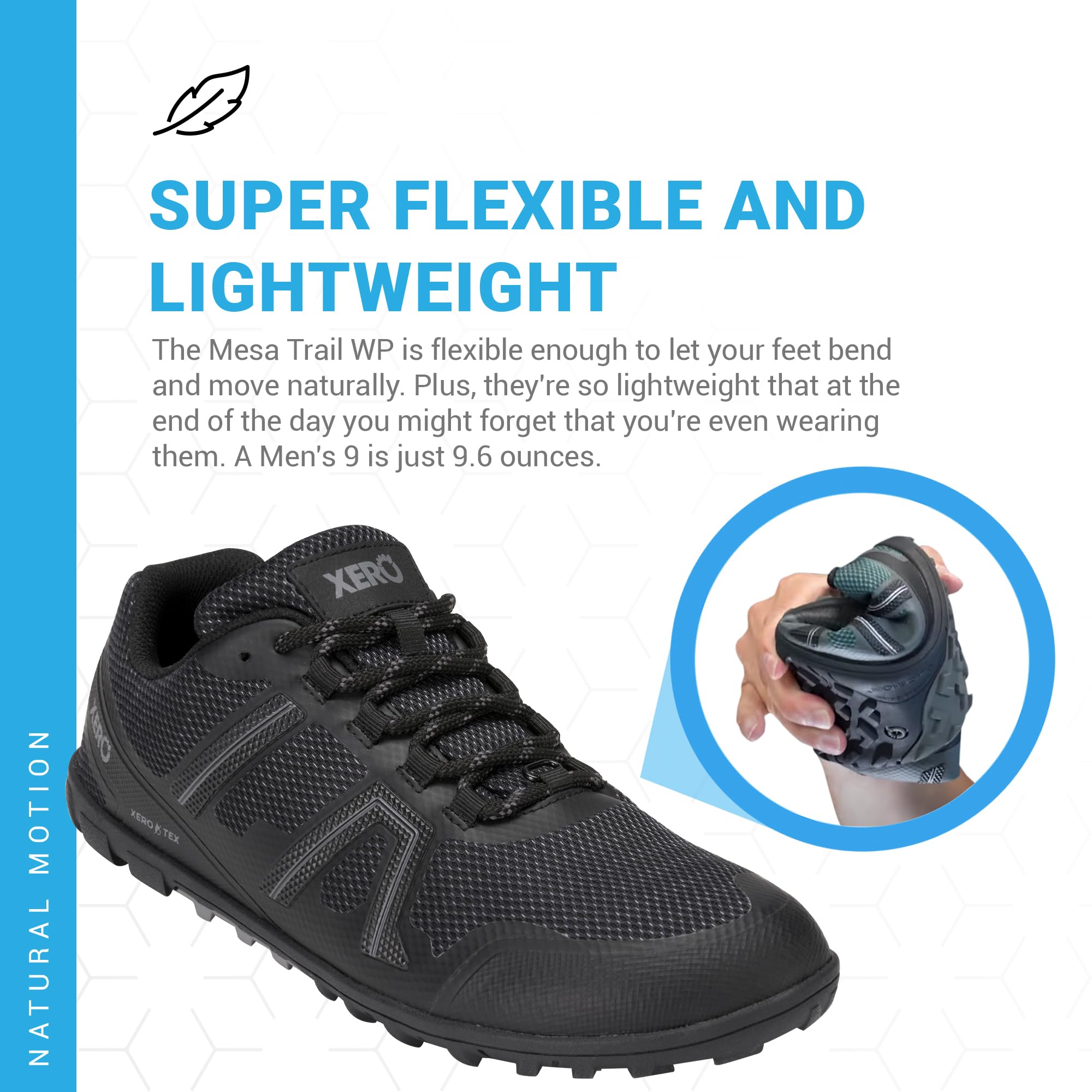 Xero Shoes Men's Mesa Trail Barefoot Waterproof Trail Runner Black, 13