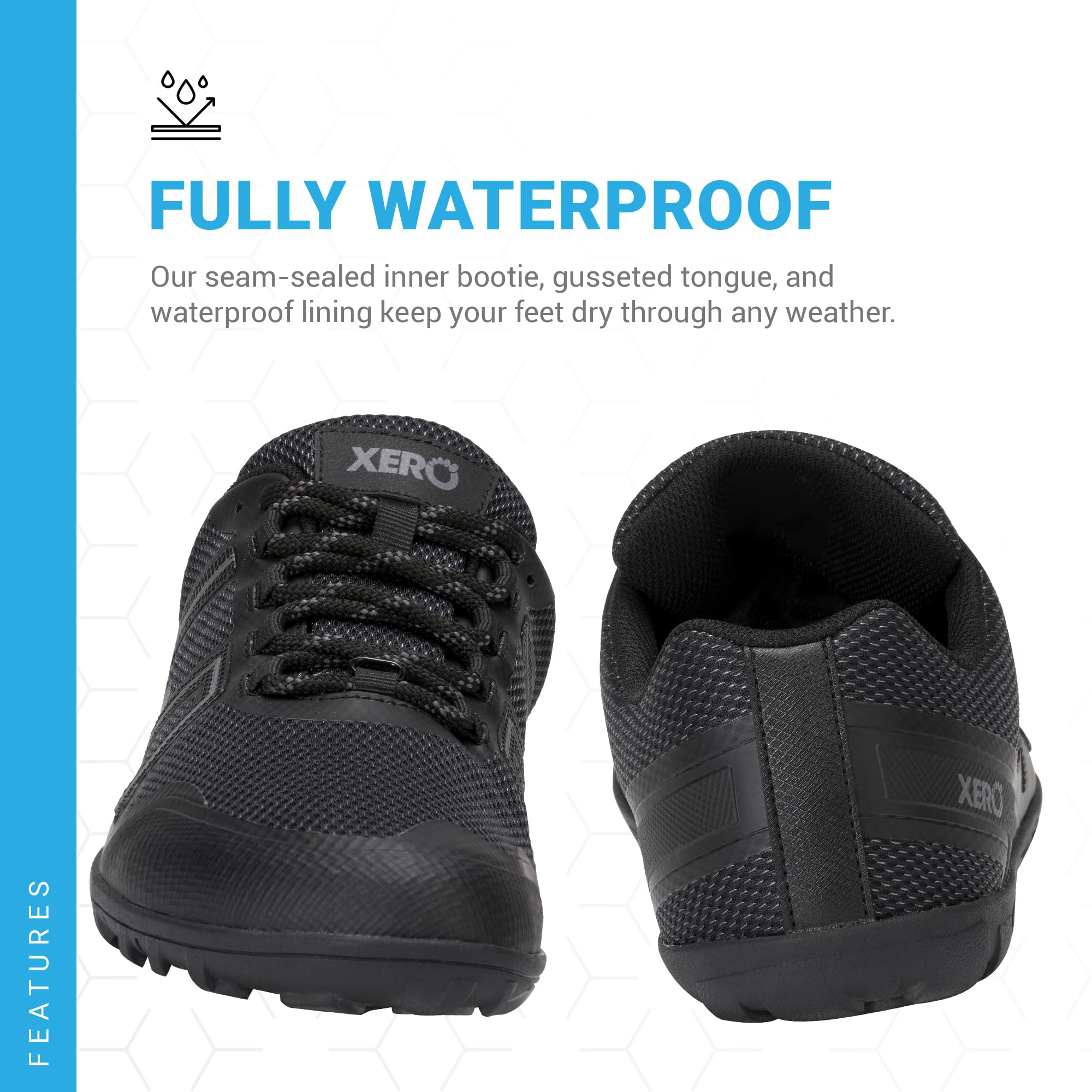 Xero Shoes Men's Mesa Trail Barefoot Waterproof Trail Runner Black, 13