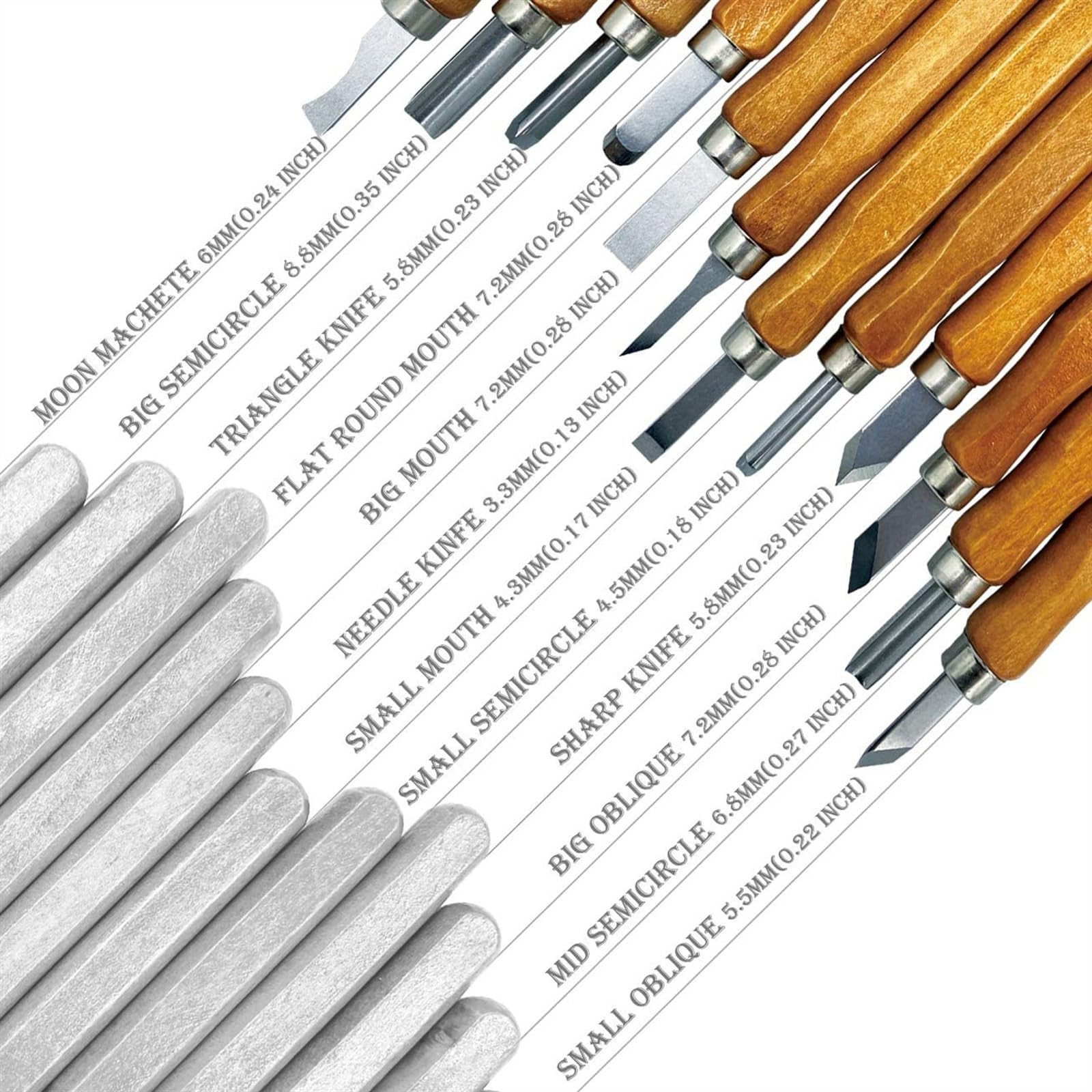 ByoBLu 12pcs/Set Wood Handle Wood Carving Chisel Scalpel Tools Set Cutter Wood Carving Knife Set Hand Tool Kit