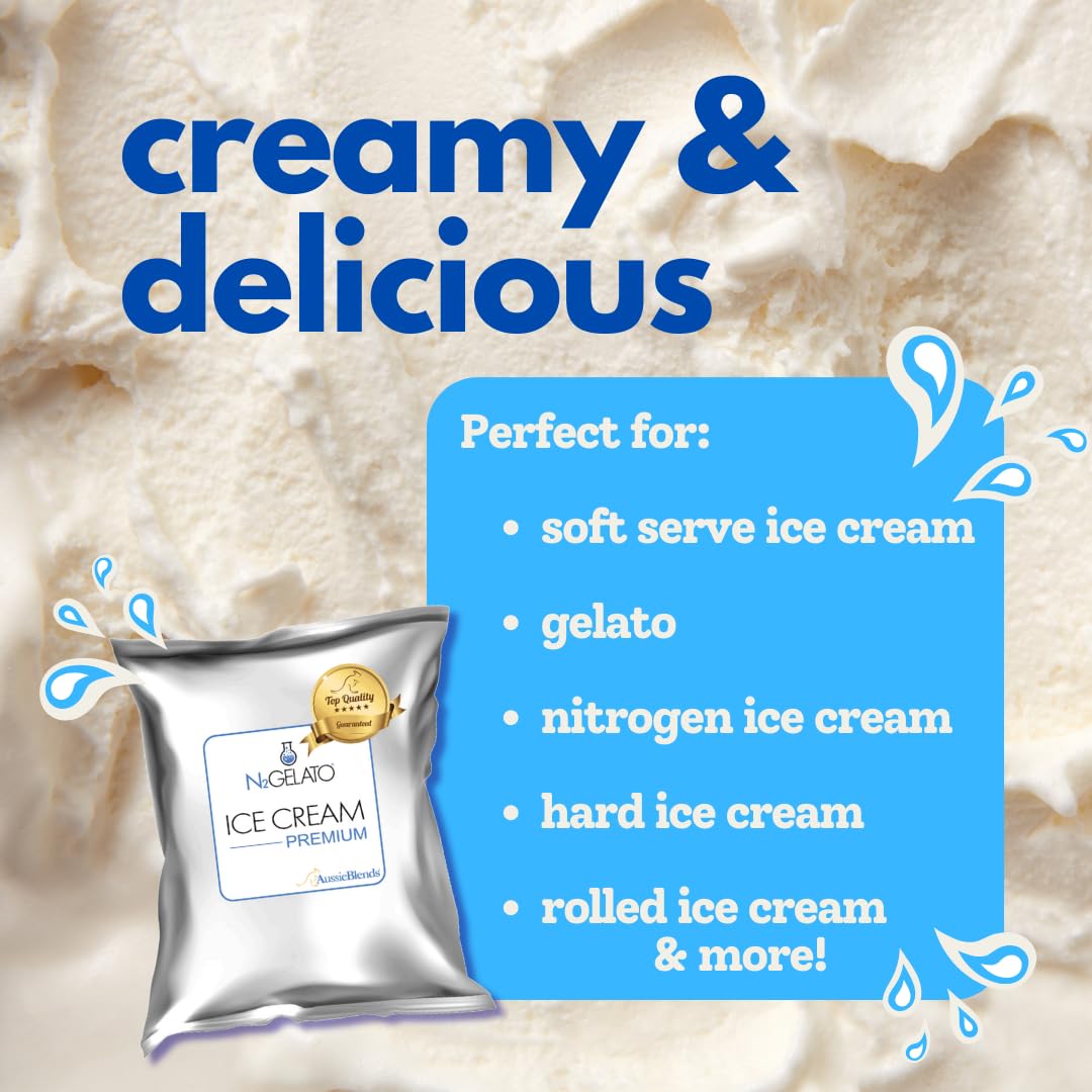 AussieBlends Premium Dairy Ice Cream Mix Powder for Soft Serve, Gelato, Rolled Ice Cream, Liquid Nitrogen, and Frozen Desserts | 1-Pack, 3.3 lb, Imported