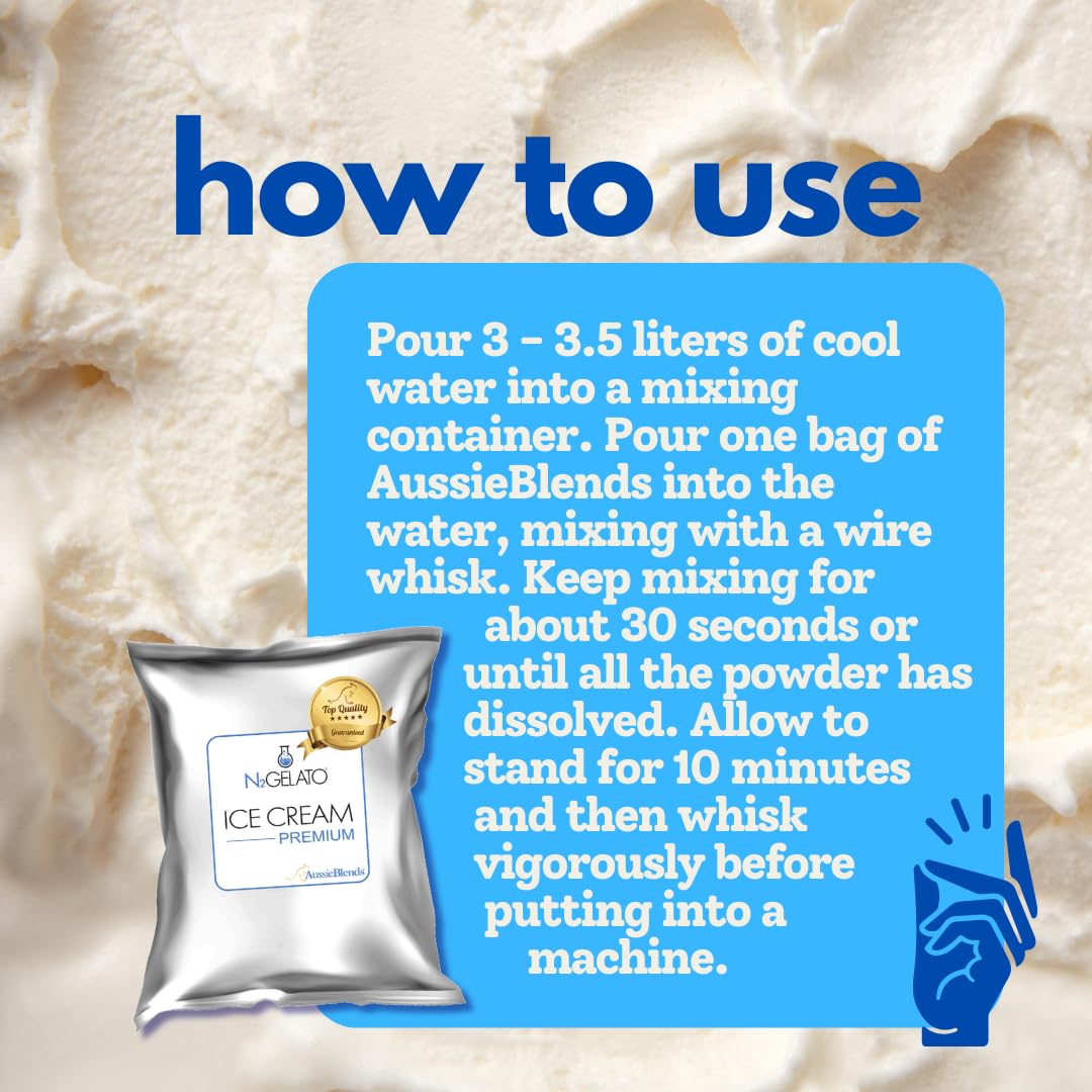 AussieBlends Premium Dairy Ice Cream Mix Powder for Soft Serve, Gelato, Rolled Ice Cream, Liquid Nitrogen, and Frozen Desserts | 1-Pack, 3.3 lb, Imported