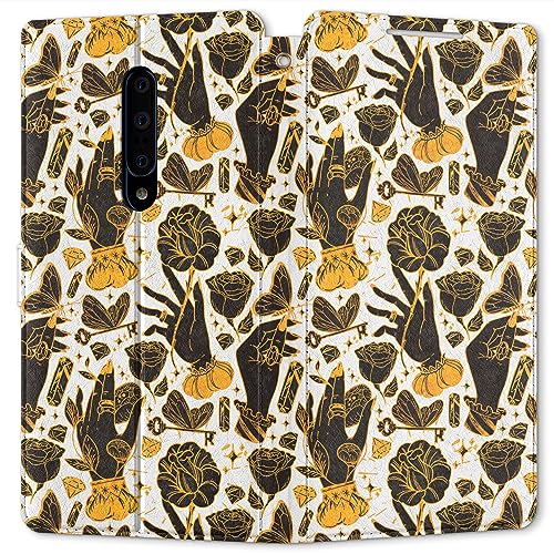 Wallet Phone Case Compatible with OnePlus Nord OnePlus 11 8T+ 10T 5G 8 Pro 1+7T Pro 7 Vintage Hands Flip Aesthetic Slim Folio Gold Roses Lightweight Cover Protective Shockproof Victorian PU Leather