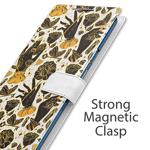 Wallet Phone Case Compatible with OnePlus Nord OnePlus 11 8T+ 10T 5G 8 Pro 1+7T Pro 7 Vintage Hands Flip Aesthetic Slim Folio Gold Roses Lightweight Cover Protective Shockproof Victorian PU Leather
