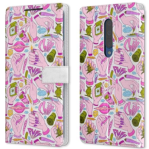 Wallet Phone Case Compatible with OnePlus Nord OnePlus 11 8T+ 10T 5G 8 Pro 1+7T Pro 7 Smoking Cigarettes Cover Magnetic Shockproof Lightweight Weed Trippy Stoner Flip Card Holder Chill Folio 420 Slim