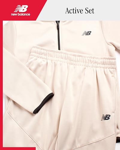 New Balance Boys' Sweatsuit - 2 Piece Active Fleece Zip Sweatshirt and Sweatpants - Performance Jogger Pants Set: Boys, 8-16, Size 10, Timberwolf