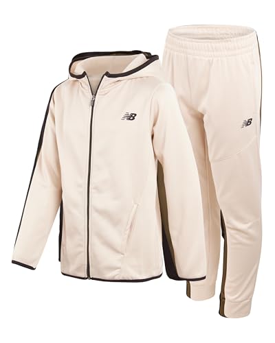 New Balance Boys' Sweatsuit - 2 Piece Active Fleece Zip Sweatshirt and Sweatpants - Performance Jogger Pants Set: Boys, 8-16, Size 10, Timberwolf