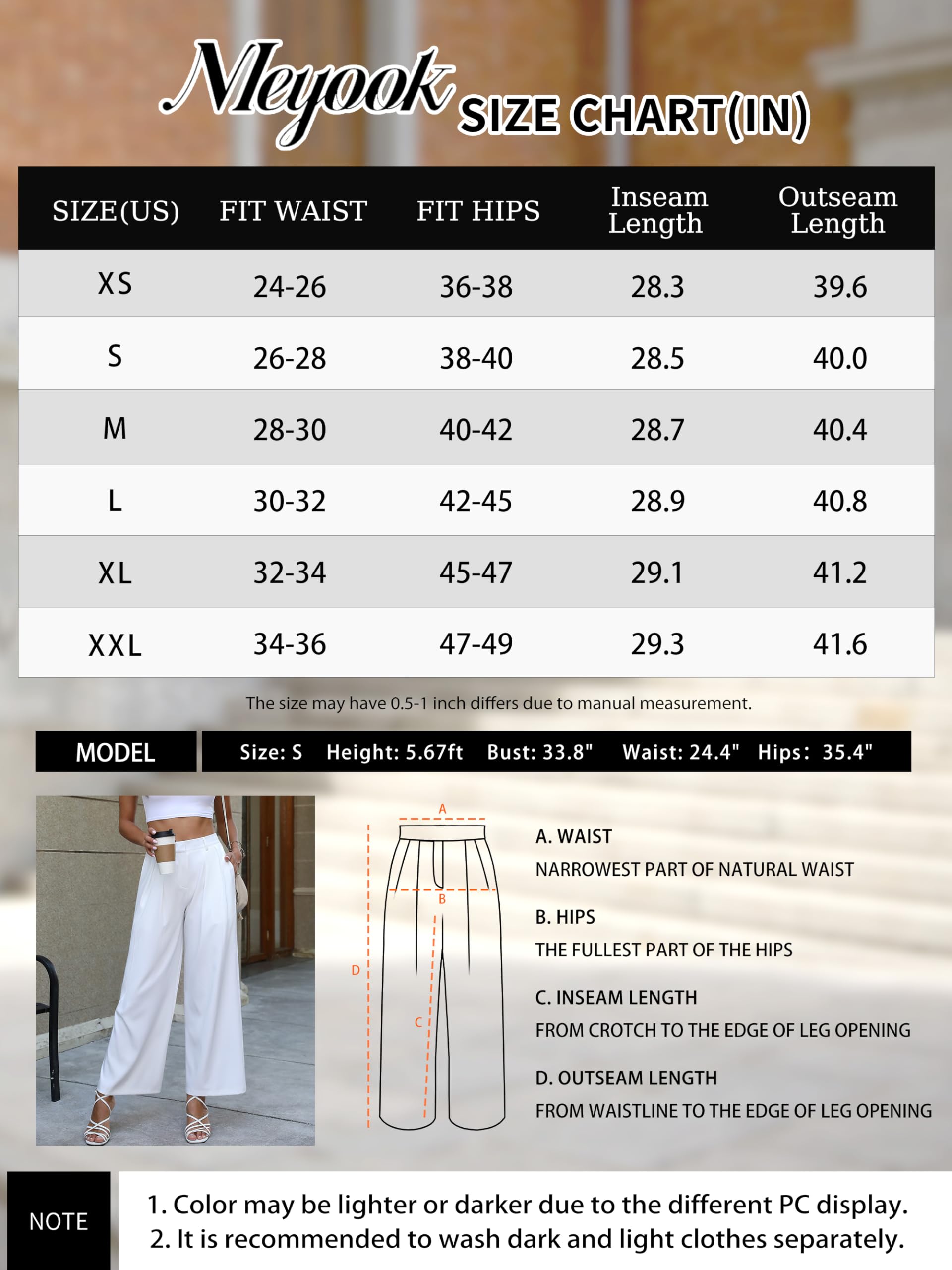 NIeyook Women's Wide Leg Pants Elastic High Waisted Trousers Business Work Casual Pants with Pockets Black
