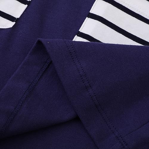 Little Girl Long Sleeve Dress Rainbow Stripe Back to School Pocket Pen Applique Navy Blue Autumn Dresses 6 Years