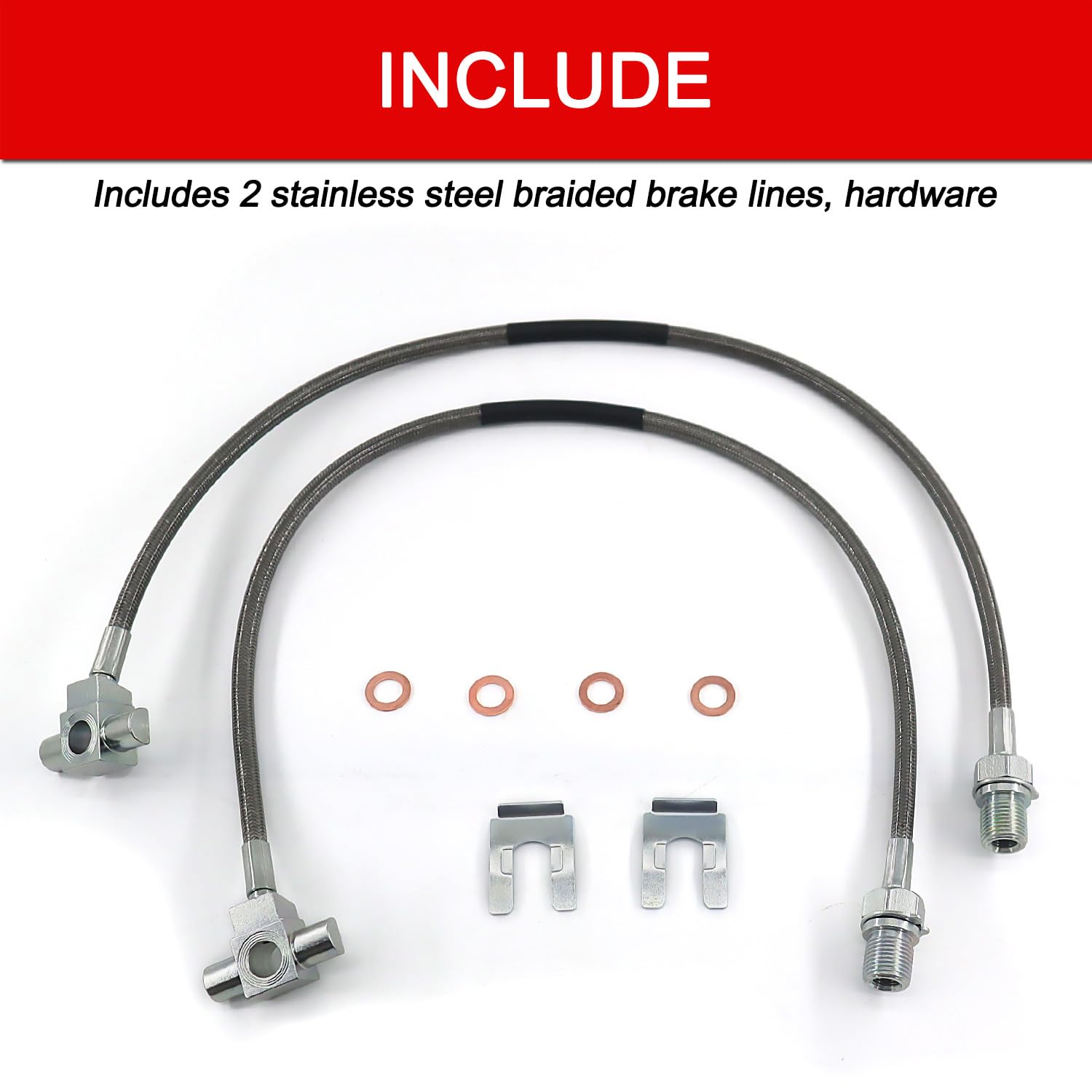 Front Stainless Brake Lines Compatible With 1971-1987 Chevy GMC C/K 10 15 20 K5 Blazer 4-6" Lift