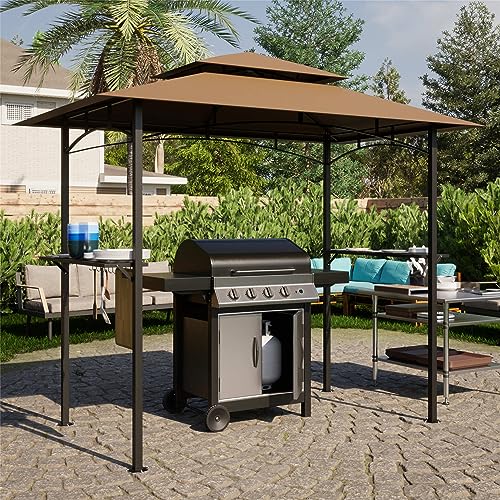 8 x 5 FT Grill Gazebo Grill Canopy Double Tiered BBQ Gazebo Outdoor BBQ Canopy, Canopies for Outside Canopies, Gazebos & Pergolas