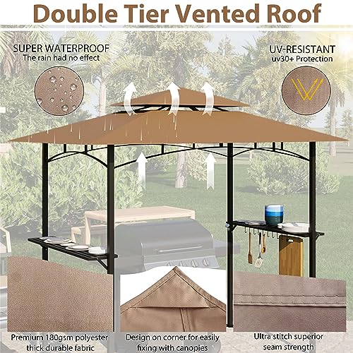 8 x 5 FT Grill Gazebo Grill Canopy Double Tiered BBQ Gazebo Outdoor BBQ Canopy, Canopies for Outside Canopies, Gazebos & Pergolas