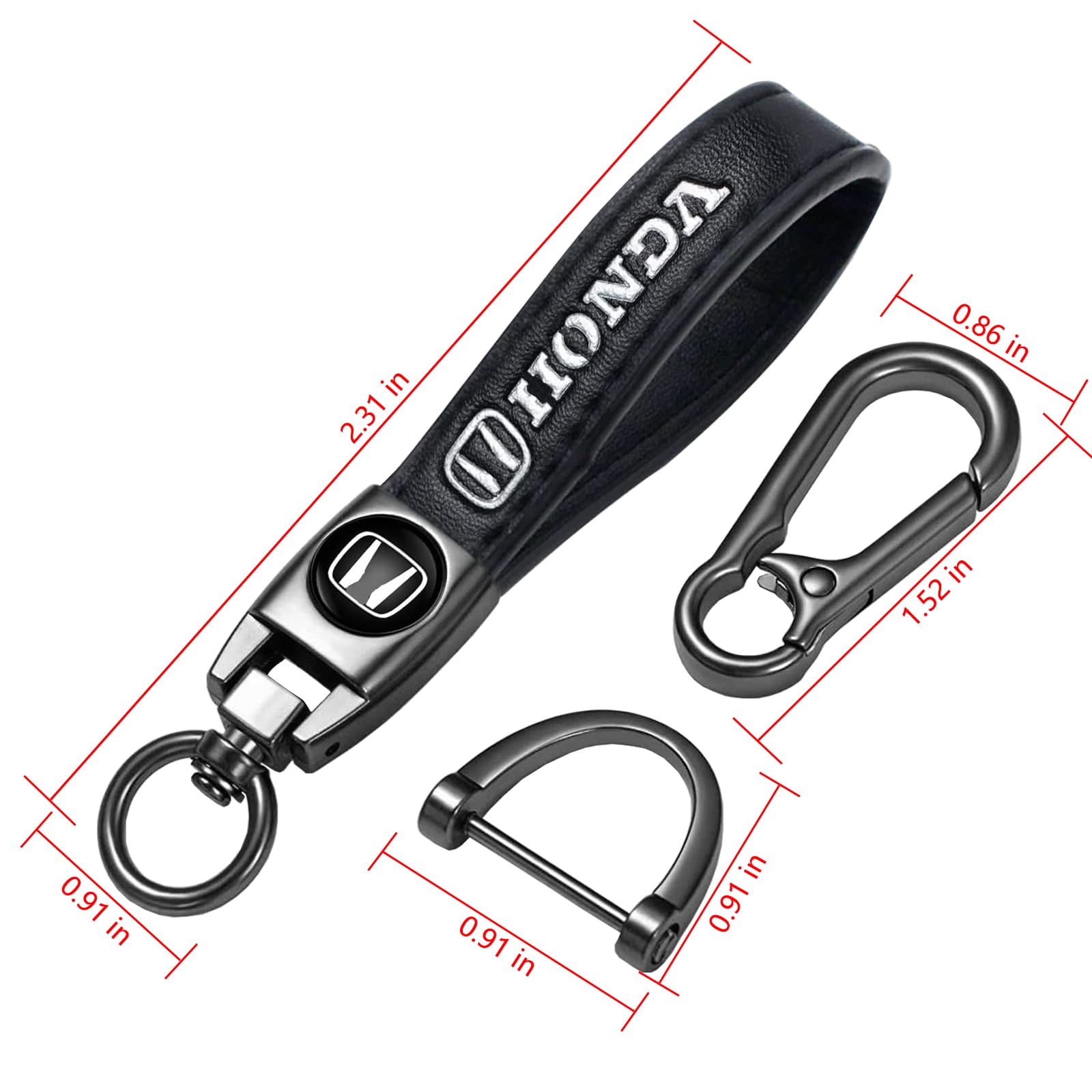 Cinkenyo Genuine Leather Car Keychain Keyring Accessories Compatible with H-o-n-d-a Series Car Keychains Family Present for Man and Woman(Black)