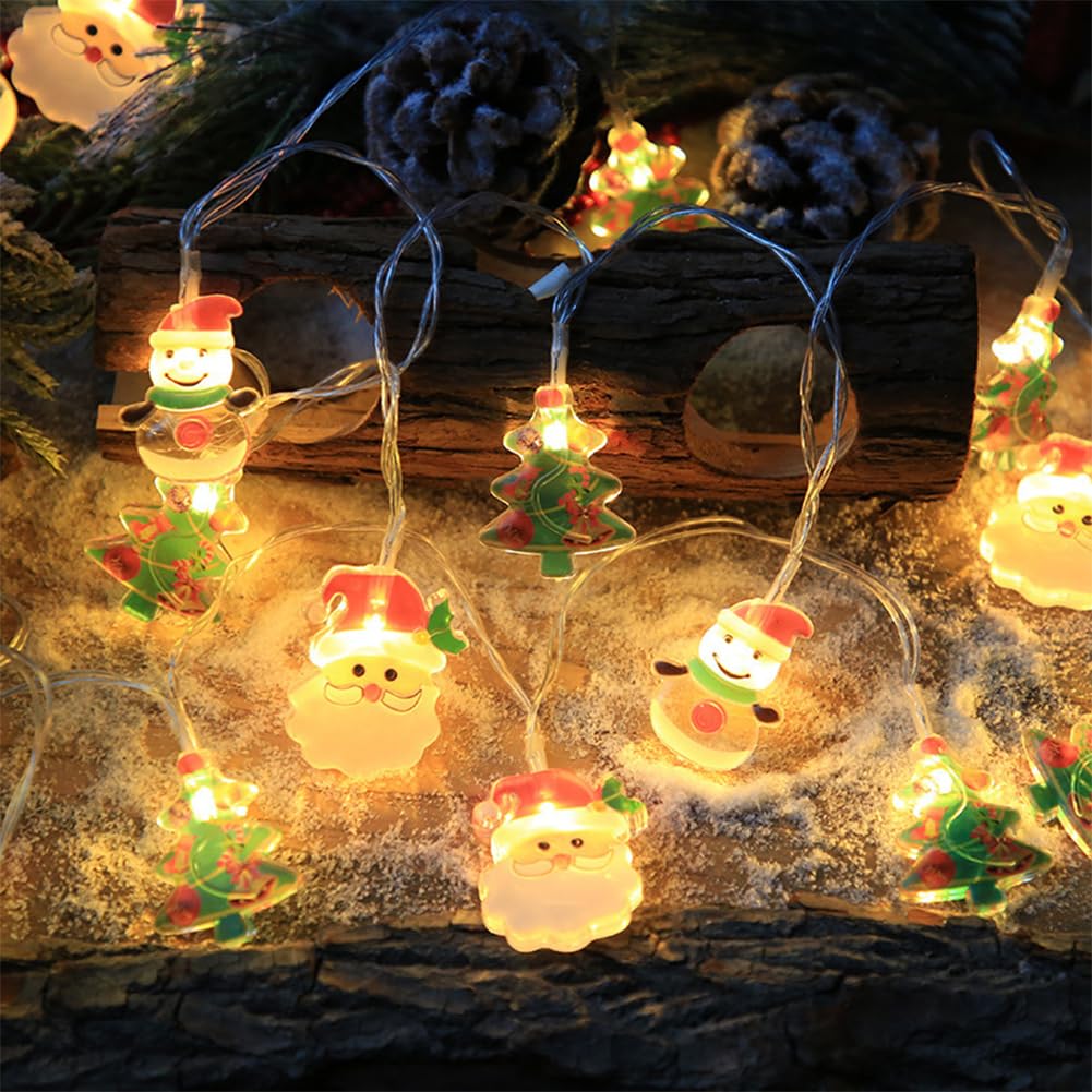 Bright 20 FT Christmas LED String Light, 40 LED Battery Operated Christmas Garland with Remote Santa Claus Pine Tree Fairy String Lights for Indoor Outdoor Xmas Fireplace Mantel Decorations (20 FT)