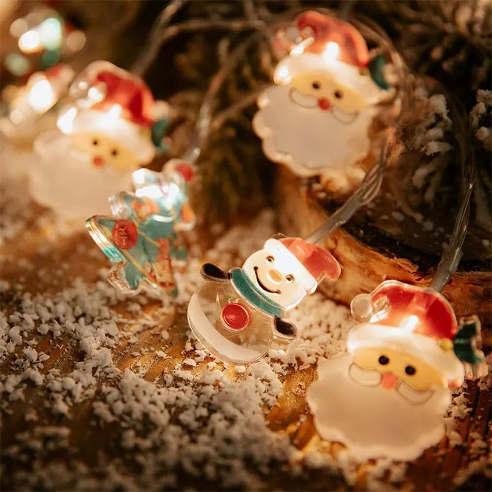 Bright 20 FT Christmas LED String Light, 40 LED Battery Operated Christmas Garland with Remote Santa Claus Pine Tree Fairy String Lights for Indoor Outdoor Xmas Fireplace Mantel Decorations (20 FT)