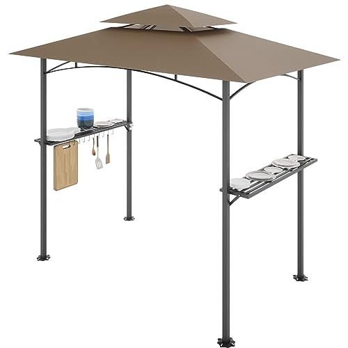 8 x 5 FT Grill Gazebo Grill Canopy Double Tiered BBQ Gazebo Outdoor BBQ Canopy, Canopies for Outside Canopies, Gazebos & Pergolas