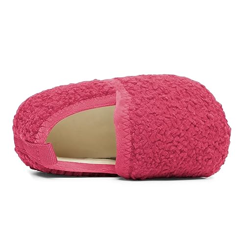 JPGLOV Toddler Kids Lightweight House Slippers Artificial Woolen Athletic Socks with Indoor Outdoor Rose Pink 8.5-9Toddler