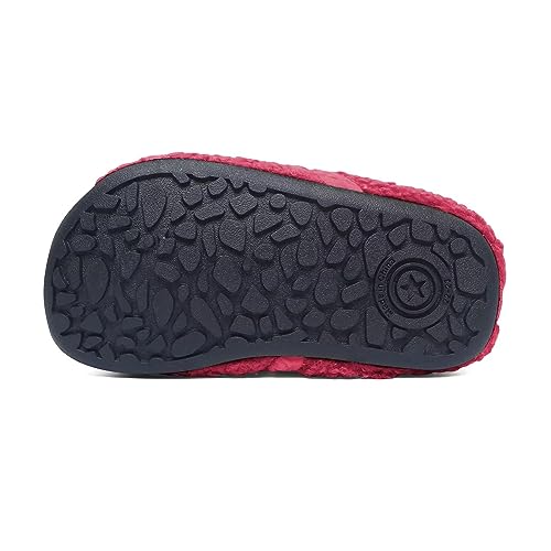 JPGLOV Toddler Kids Lightweight House Slippers Artificial Woolen Athletic Socks with Indoor Outdoor Rose Pink 8.5-9Toddler