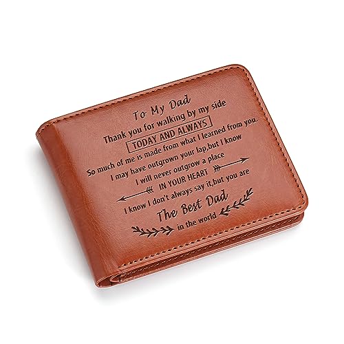 YDJFCCTD Christmas and Father's Day Gift Engraved Leather Men Wallet Best Dad Gifts Daughter to Dad Biford Leather Wallets Money Clips (Dad 2)