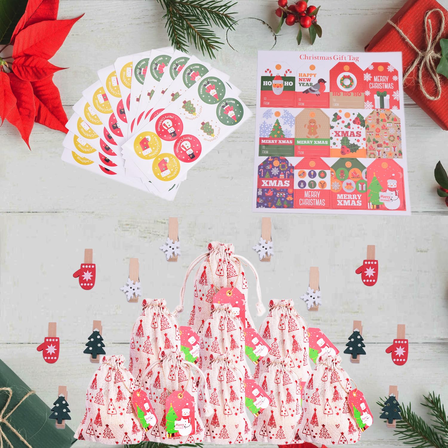 WOOPKER Christmas Rubber Ducks Mini Christmas Ducks Bath Toys Xmas Party Decorations Holiday Rubber Ducks with Drawstring Gift Bag for Kids Boys Girls