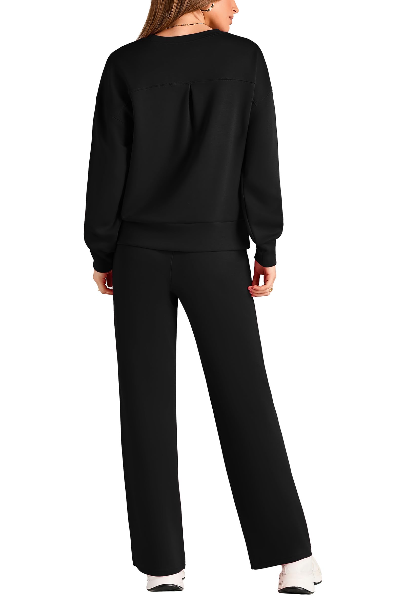 PRETTYGARDEN Women's 2 Piece Outfits Tracksuit Long Sleeve Pullover Tops And Long Pants Jogger Sets Sweatsuits (Black,Large)